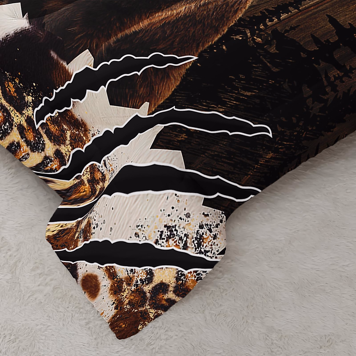 Ntlfup Bear Comforter Set Full Size, Wild Animal Hunting Enthusiasts Bedding Set All Season Quilt Set, Room Decor for Kids Boys Teens