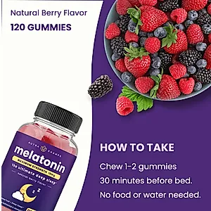 NutraChamps (Pack of 2 Melatonin Gummies for Adults, Extra Strength Sleep Aid Vitamins, 5mg or 10mg Dose, Vegan Natural Strawberry Flavor Supplement for Better Sleep, 120 Gummies