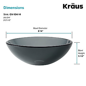 Kraus GV-104-14 Clear Black 14 inch Glass Vessel Bathroom Sink