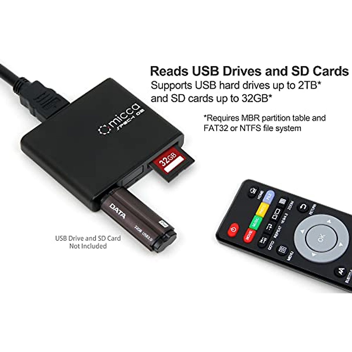 Micca Speck G2 1080p Full-HD Digital Media Player for USB Drives and SD/SDHC Cards, Digital Signage, H.264/AVC MP4 MKV Videos MP3 Music JPG Photos, HDMI and AV Output, Auto Play and Resume