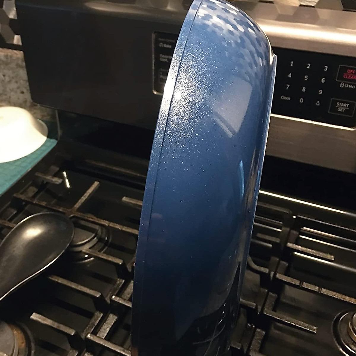MsMk Non stick frying pan set with lid Blue, 12-inch Durable skillet, Titanium and Diamond Non Stick Non-Toxic Coating From USA, Even Heating, Easy Clean-Up, Comfort Handle, Induction Compatibility