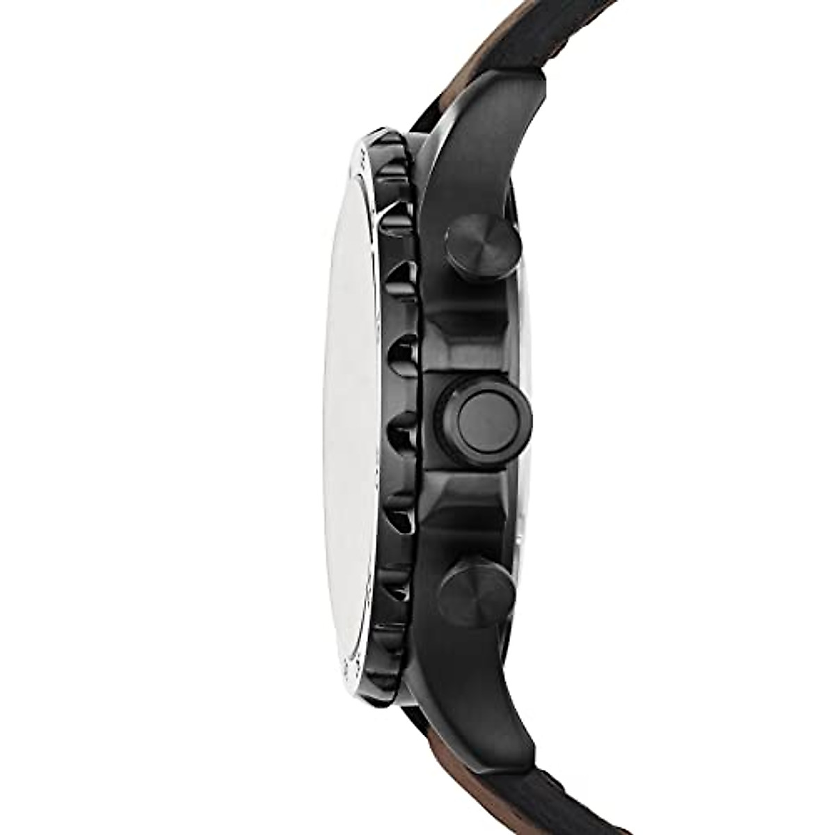 Fossil Men's Nate Quartz Stainless Steel and Leather Chronograph Watch, Color: Black, Dark Brown (Model: JR1487)