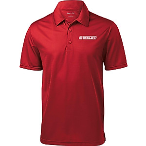 Ford Mustang Shelby Crest Pocket Print Textured Polo, Red 3XL