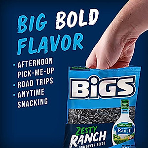 BIGS Hidden Valley Ranch Sunflower Seeds, Keto Friendly Snack, 5.35-oz. Bag (Pack of 12)