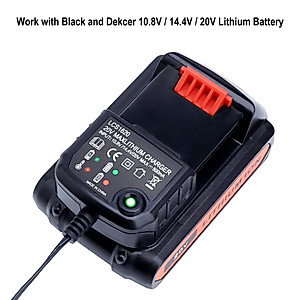 Yongcell LCS1620 Lithium Battery Charger Compatible with Black Decker 20V Lithium Battery LBXR20 Replacement for Black and Decker 20V Charger