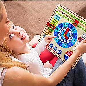 Pidoko Kids Montessori Toys for Toddlers 3 Years - 4 Year Old Learning Materials for Preschool - All About Today Board - Wooden Calendar and Learning Clock - Educational Gifts for Boys and Girls