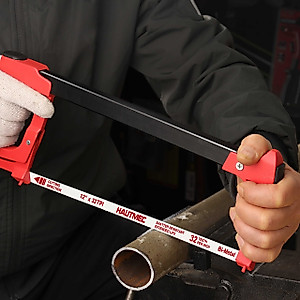 HAUTMEC 12" Hacksaw Blades Replacement Bi-Metal 32 TPI High Speed Steel Grounded Teeth, Safe-Flex Hand Hacksaw Blade 2 Pack HT0018-2PC