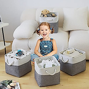 FinishingBo Fabric Cubes Storage Basket, 6 Pack 11x11 in with Handles Foldable Cube Storage Bins, for Shelves, Home, Office, Nursery Organizers