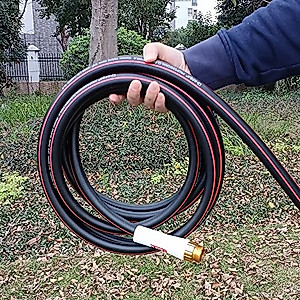 Y-ASQA Heavy Duty Garden Hose 5/8 Inch 100 ft, Premium Contractor Leakproof durable Kink Free Braid Vinyl Black Coiled rubber Garden water Hose