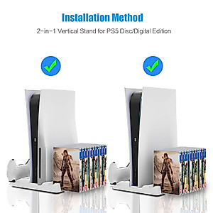 PlayStation 5 Accessories Kit, PS5 Stand with Cooling Fans and Controller Charger, PS5 Headset Holder