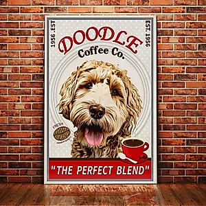 Goldendoodle Dog Coffee Retro Metal Tin Sign Vintage Sign for Home Coffee Garden Wall Decor 8x12 Inch