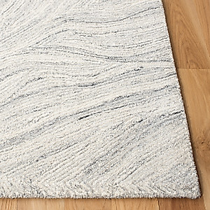 SAFAVIEH Metro Collection Area Rug - 8' x 10', Ivory & Silver, Handmade Modern Abstract Wool, Ideal for High Traffic Areas in Living Room, Bedroom (MET505G)