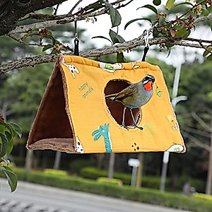 2 Pcs Winter Bird Nest House, Hanging Hammock, Plush Fluffy Shed Hut, Soft Fleece Sleeping Bird Bed for Birds Parrot Parakeet Cockatiels Budgies Hideaway Tent Accessories Toys, 9.8 x 5.5 x 5.9 Inch