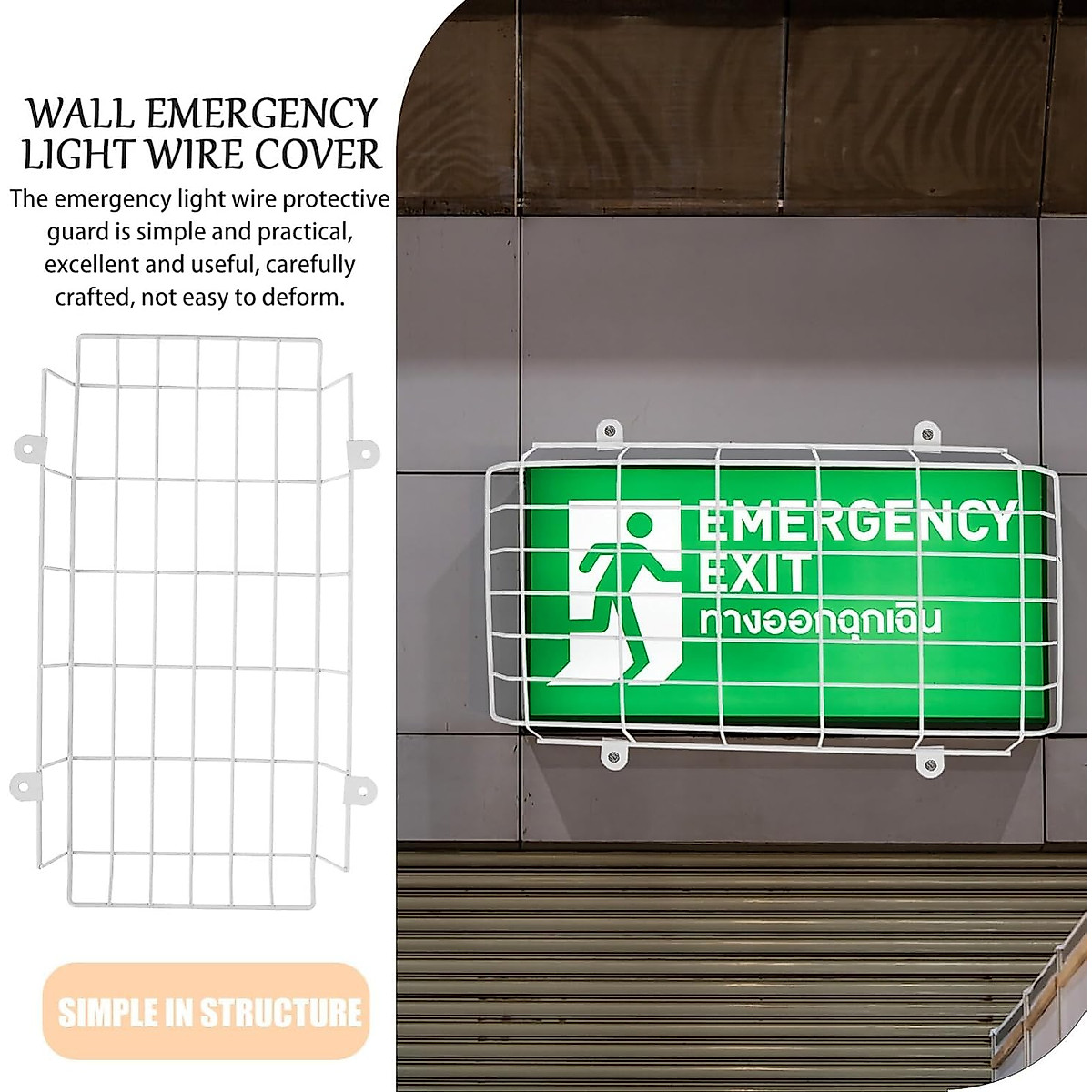 Wire Guard for Exit Sign Emergency Light Metal Wire Guard Damage Stopper Exit Sign Damage Cage Wall Mounted Emergency Signal Protective Cover