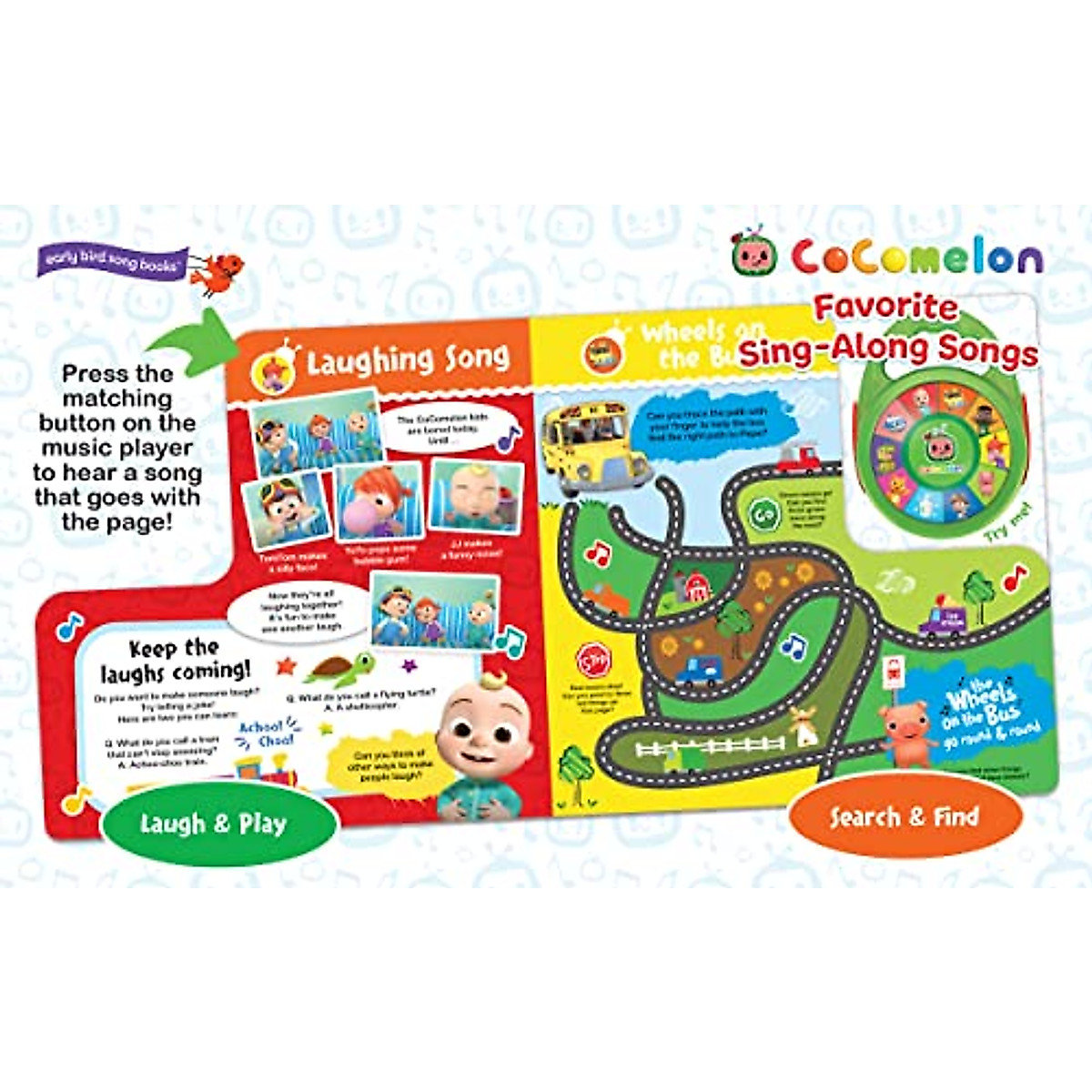 CoComelon Favorite Sing-Along Songs - Children's Deluxe Music Player Toy and Board Book Set, Ages 1-5