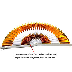 Party Hanging Paper Fans Set, Orange Round Pattern Paper Garlands Decoration for Birthday Wedding Graduation Events Accessories, Set of 6