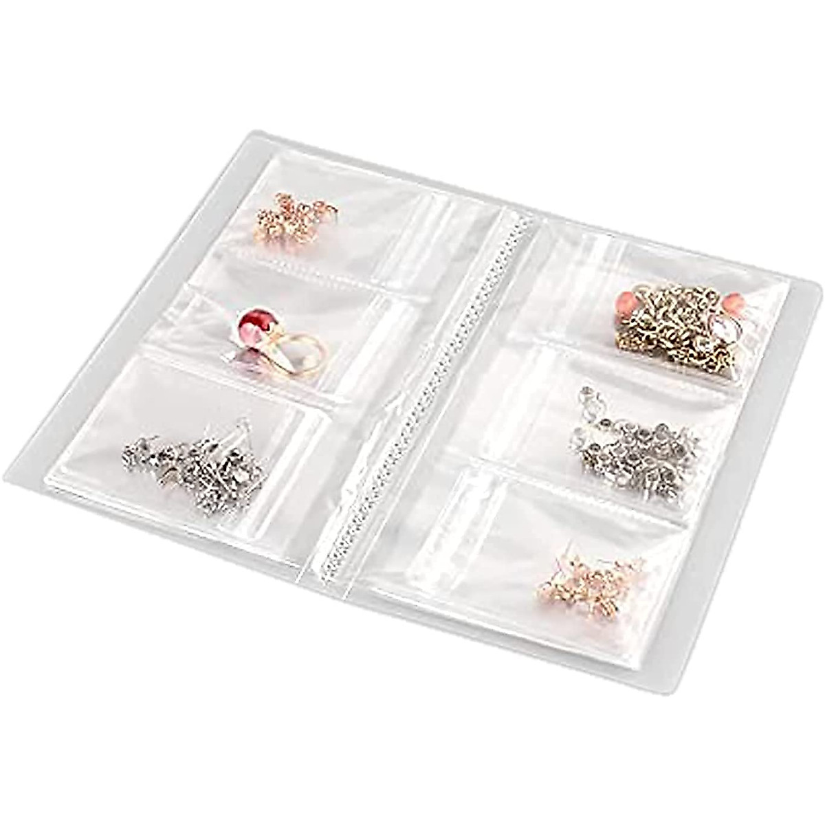 Transparent Jewelry Storage Book, Earring Organizer Book, Anti Oxidation Jewelry Storage, PVC, Anti Tarnish, Resealable (84 Grids +50pcs Jewelry Storage Bag)