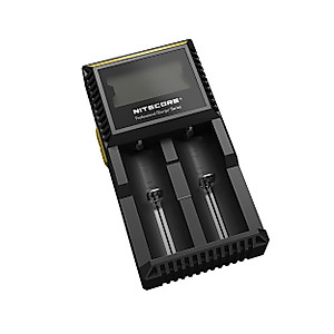 Nitecore D2 EU Battery Two Bays Charger with LCD Display,Black,Li-ion (26650, 22650, 18650, 17670, 18490, 17500, 18350, 16340(RCR123), 14500, 10440). Ni-MH and Ni-Cd (AA, AAA, AAAA, C) rechargeable batteries