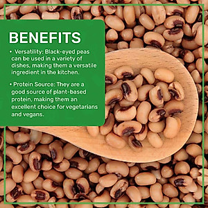 Jiva Organics Organic Black Eye Peas 2 Pound Bag - Cowpeas, Non-GMO, Natural