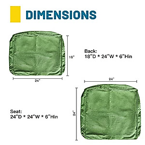 ARTPLAN Outdoor Deep Seat Slipcovers,Patio Seat Back Covers Only 24x24x6 18x24 Olefin,Square Outdoor Cushion Cover, for Patio Funiture,Invisible Green