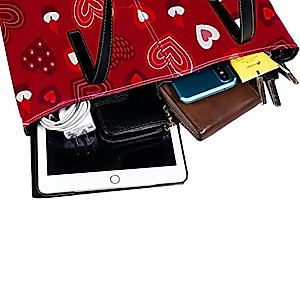 Large Leather Handbags for Women Valentine's Day Heart Red Top Handle Shoulder Satchel Hobo Bag