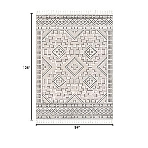 Well Woven Zafir Ivory Tribal Diamond Medallion Area Rug 8x10 (7'10" x 10'6")