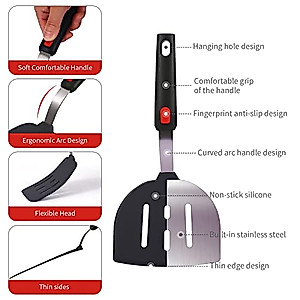 Hvanam Silicone Spatula Turner Set Large And Thin Flipper Spatulas Heat Resistant 600 ° F Slotted Flexible Turner Cooking Utensils For Nonstick Cookware Egg,Pancake,Fish,Omelette,Hamburger (3 Pack)