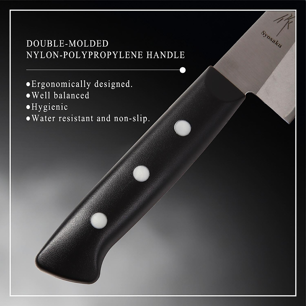 Syosaku Japanese Chef Knife Molybdenum Vanadium Stainless Steel w/o Bolster, Gyuto 7-inch (180mm) Dishwasher Safe