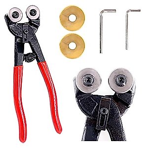 Swpeet 5Pcs Heavy Duty Glass Mosaic Cutter Kit, 8 Inch Wheeled Glass Nipper Pliers Tool with 2Pcs Replacement Blade and 2Pcs Allen Wrench
