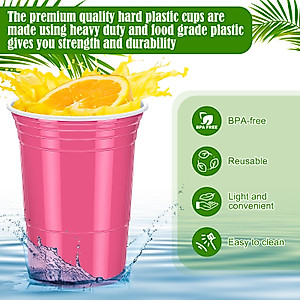 Mifoci 400 Pcs 16 oz Disposable Cups Bulk Large Plastic Cups Pack for Thanksgiving Christmas wedding Drinks Soda Punch Barbecues Picnics (Pink)