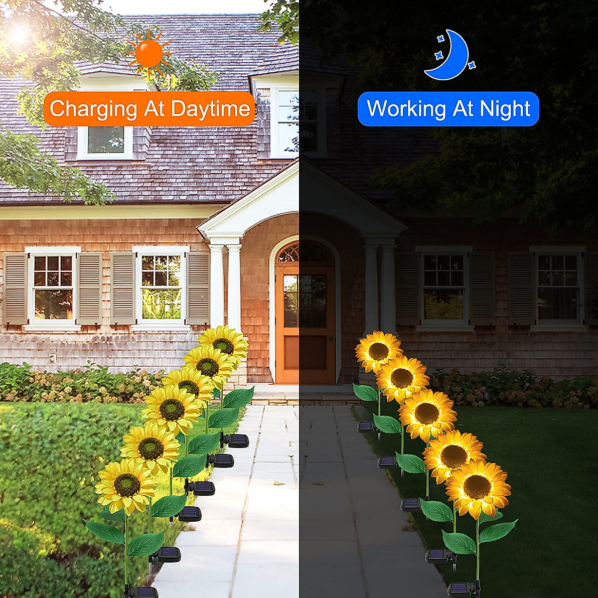 TYNLED Sunflower Solar Garden Lights, 2 Pack Outdoor Solar Powered Garden Stake Lights Waterproof Decoration Flower Landscape Lights for Garden Patio Pathway Backyard