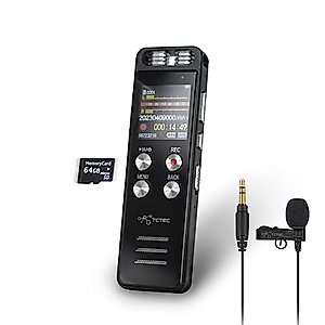 96GB TCTEC Digital Voice Recorder, Voice Activated Recorder with 7000 Hours Recording Capacity, Audio Noise Reduction, Sound Tape Recorder with Playback, Clip-on Mic Dictaphone for Meeting, Lecture