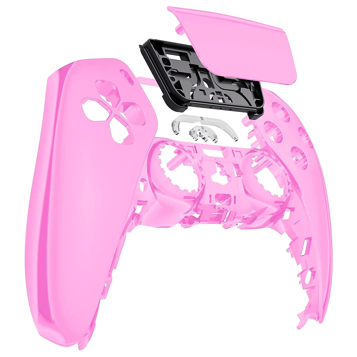 eXtremeRate Chrome Pink Glossy Touchpad Front Top Shell Compatible with ps5 Controller BDM-010 020 030 040 050, DIY Replacement Shell Custom Touch Pad Cover Compatible with ps5 Controller