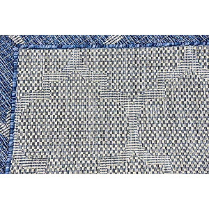 Unique Loom Trellis Collection Area Rug-Lattice Design, Moroccan Inspired for Indoor/Outdoor Décor, 4' 0" x 6' 0", Navy Blue/Gray