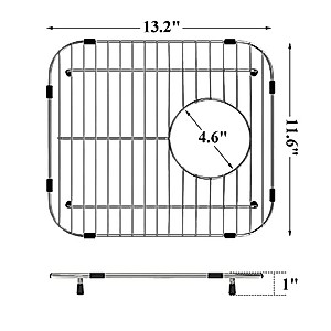 Orgneas Sink Protectors for Kitchen Sink, Universal Double Bowl Sink Bottom Grid 13.2"x11.6"x1.25", 304 Premium Stainless Steel Kitchen Sink Protector Grid Sink Grate Rack Rear Drain 2 Packs
