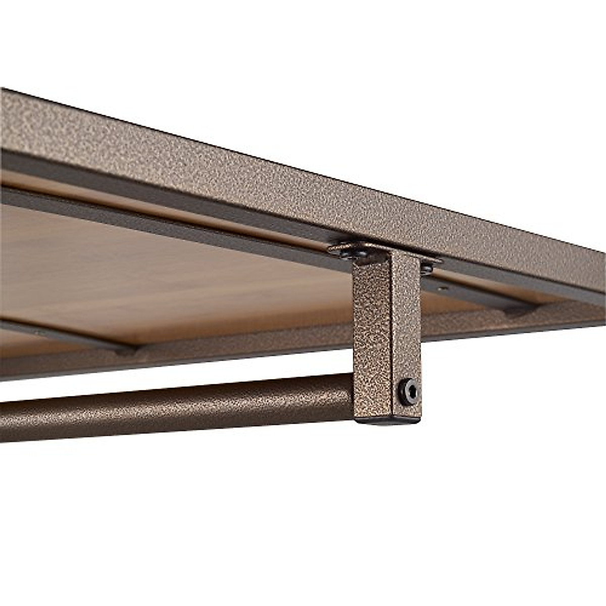 Trinity Garment Rack with Bamboo Shelves and 4-Tier Shelf Tower for Clothing Storage, Closet Organization for Home with Decorative Book Shelf and Display Stand, Bronze