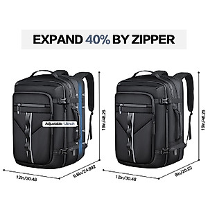 ZMMMA Travel Backpack, Carry On Backpack, 45L-50L Expandable Airline Approved Luggage Bag, Waterproof Business Overnight Daypack with USB Port, Weekender Bag Fits 18 Inch Laptop, Gifts for Men Women