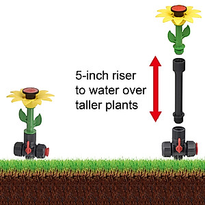 Eden 97065 Daisy Above-Ground 50 Ft Garden Hose and Sprinkler System, DIY Plant Watering Set