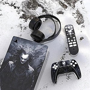 PlayVital Dark Clown Full Set Skin Decal for ps5 Console Digital Edition, Sticker Vinyl Decal Cover for ps5 Controller & Charging Station & Headset & Media Remote