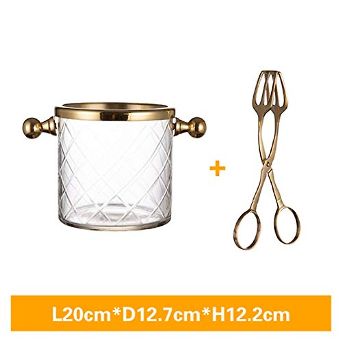 MAJHER Ice Bucket, Ice Bucket, Handmade Brass Glass Ice Bucket with Ice Clip Dining Table Cooler Wine Wine Rack Ice Bucket Champagne Can Cooler Wine Chiller Bucket Bucket