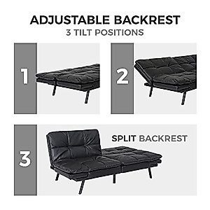 FANYE Black PU Leather Tufted 71" W