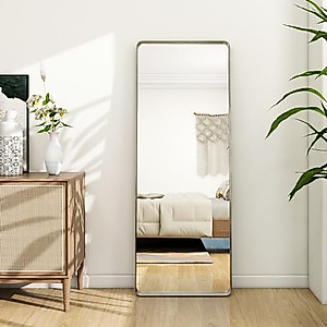 VooBang Full Length Mirror Deep Framed 21x64 Inch Floor Stand, Leaning or Dressing Modern Sleek and Chic Design Ideal for Bedroom, Closet, or Entryway Silver