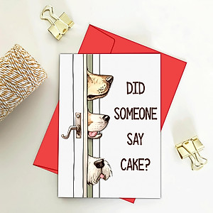 popmazing Cute Dog Birthday Cake Card for Woman Men, Happy Birthday Card from Dog, Birthday Cards Funny for Dog Lovers, Humor Dog Bady Greeting Card - 5 x 7 Inches