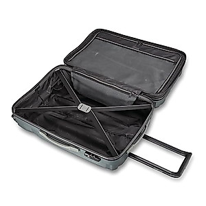Samsonite SWERV DLX Spinner 4 Wheel 21 Inch Hard Side Travel Suitcase with Side Carry Handle, Telescopic Handle, and TSA Lock, Silver