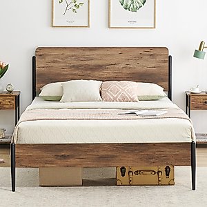 IDEALHOUSE 2024 Vintage 13 Inch Queen Bed Frame – 30 Minutes Assembly Metal Platform Bed Frame with Headboard and Footboard, Non-Slip, Noise-Free