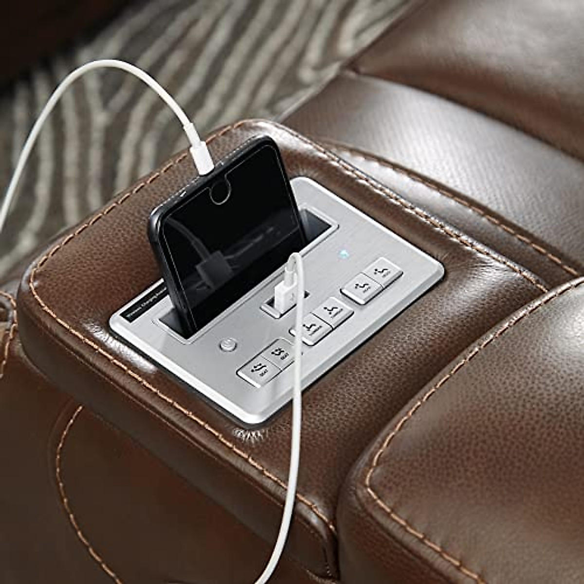 Signature Design by Ashley The Man-Den PWR REC Loveseat/CON/ADJ HDRST, Mahogany