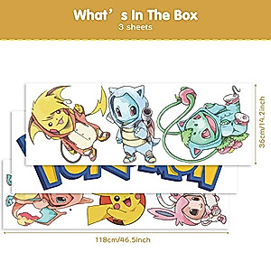 Kids Wall Decals Peel and Stick Removable Vinyl Cartoon Wall Stickers for Poke-Pika Room Decal Nursery Boys Girls Kids Bedroom Playroom Wall Decor