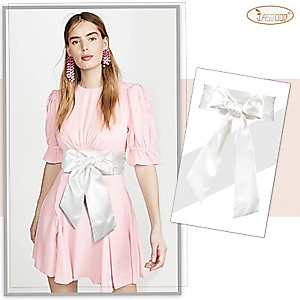 JASGOOD White Sash Belt for Dress Women Wide Satin Waist Belt for Wedding Party Special Occasion 3.7" Width