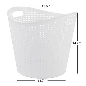 Dehouse Round Plastic Laundry Baskets, White Clothes Hamper, Pack of 6