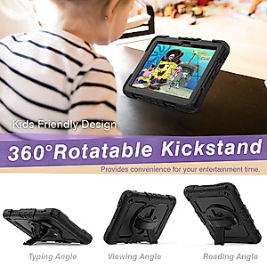 Amazon Fire HD 8 Case 2020 with Screen Protector Pen Holder | Herize Kindle Fire HD 8/HD 8 Plus Case Kids | Three-Layer Shockproof Protective Cover W/Stand Hand Strap for Fire HD 8 10th Generation